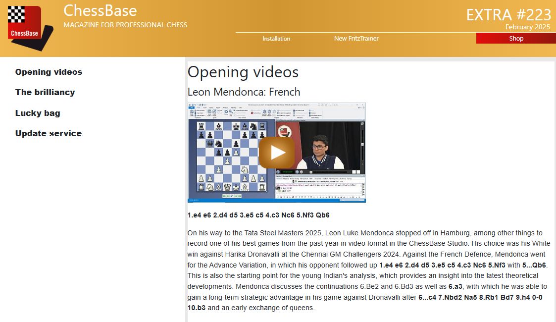 New: CBM Extra #223 – now also as ChessBase Book for iPad, Tablet, Mac etc. | ChessBase